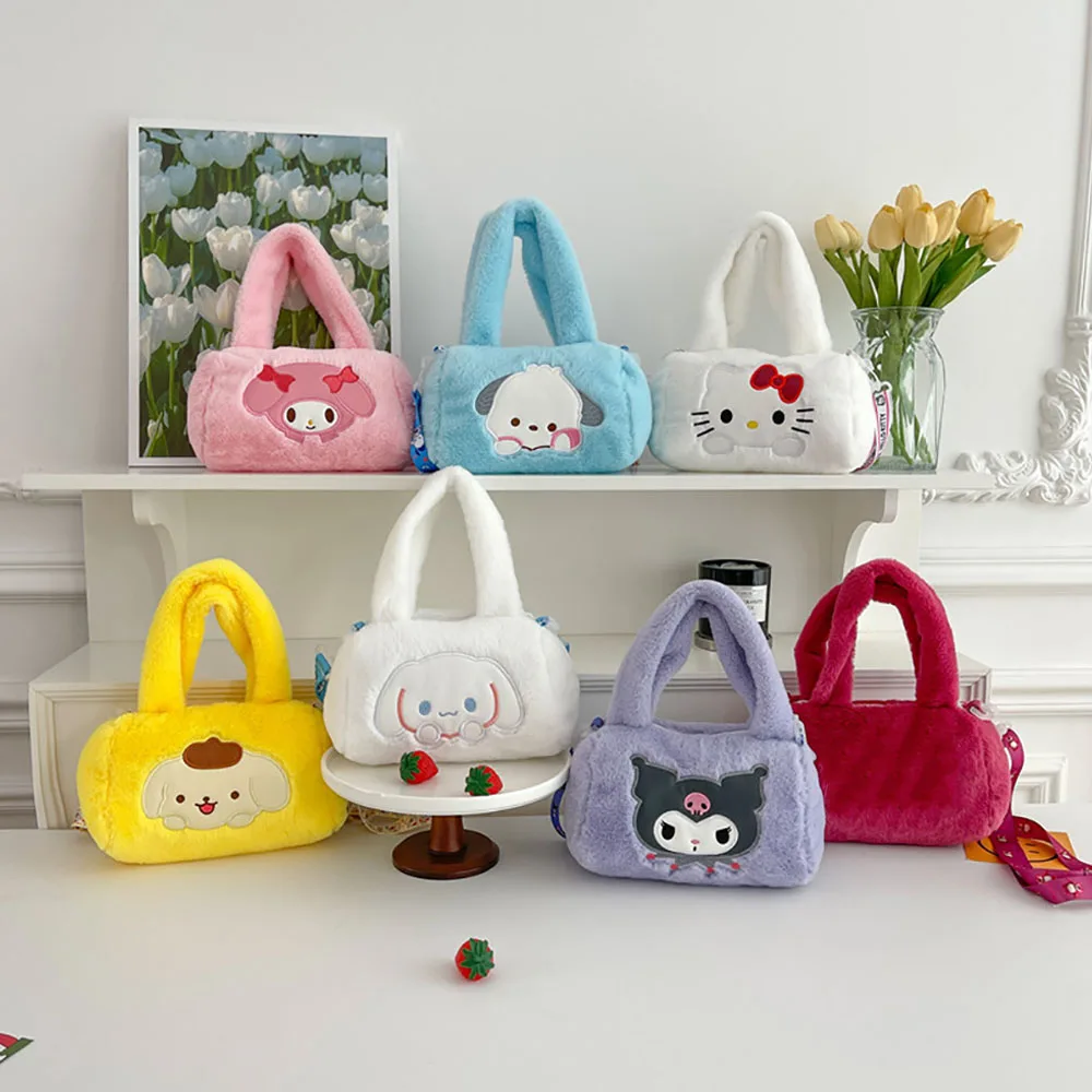 Sanrio-Plush-Bags-Furry-Messenger-Cylinder-Bags-Hellokitty-Cinnamorol ...