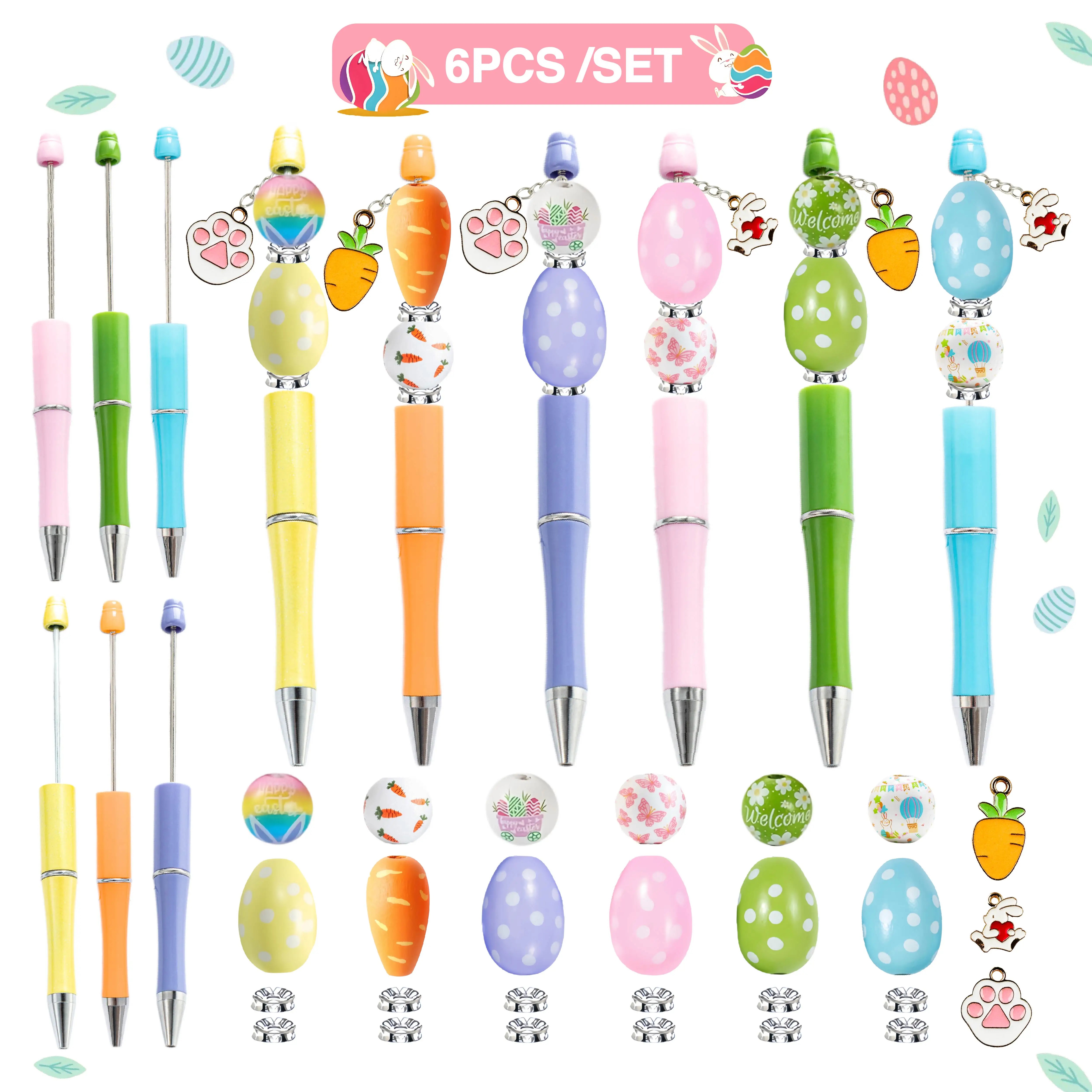 【Easter Egg】6PC Easter Egg Carrot Rabbit Theme DIY Bead Ballpoint Pen ...