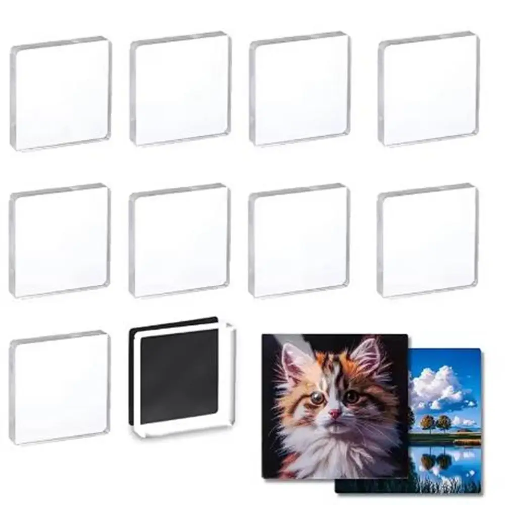 16 Pieces Acrylic DIY Transparent Refrigerator Magnet Handmade Material ...