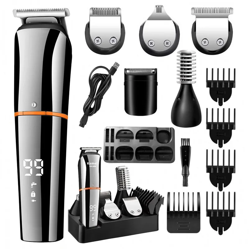 Kemei Digital Display 5 in 1 Hair Trimmer for Men Eyebrow Beard Trimmer ...