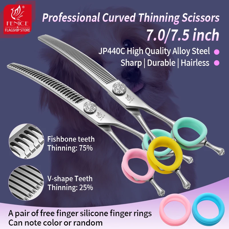 Fenice-7-7-5-Inch-Diamonds-Screw-Curved-Chunker-Scissors-Thinner-Shears ...