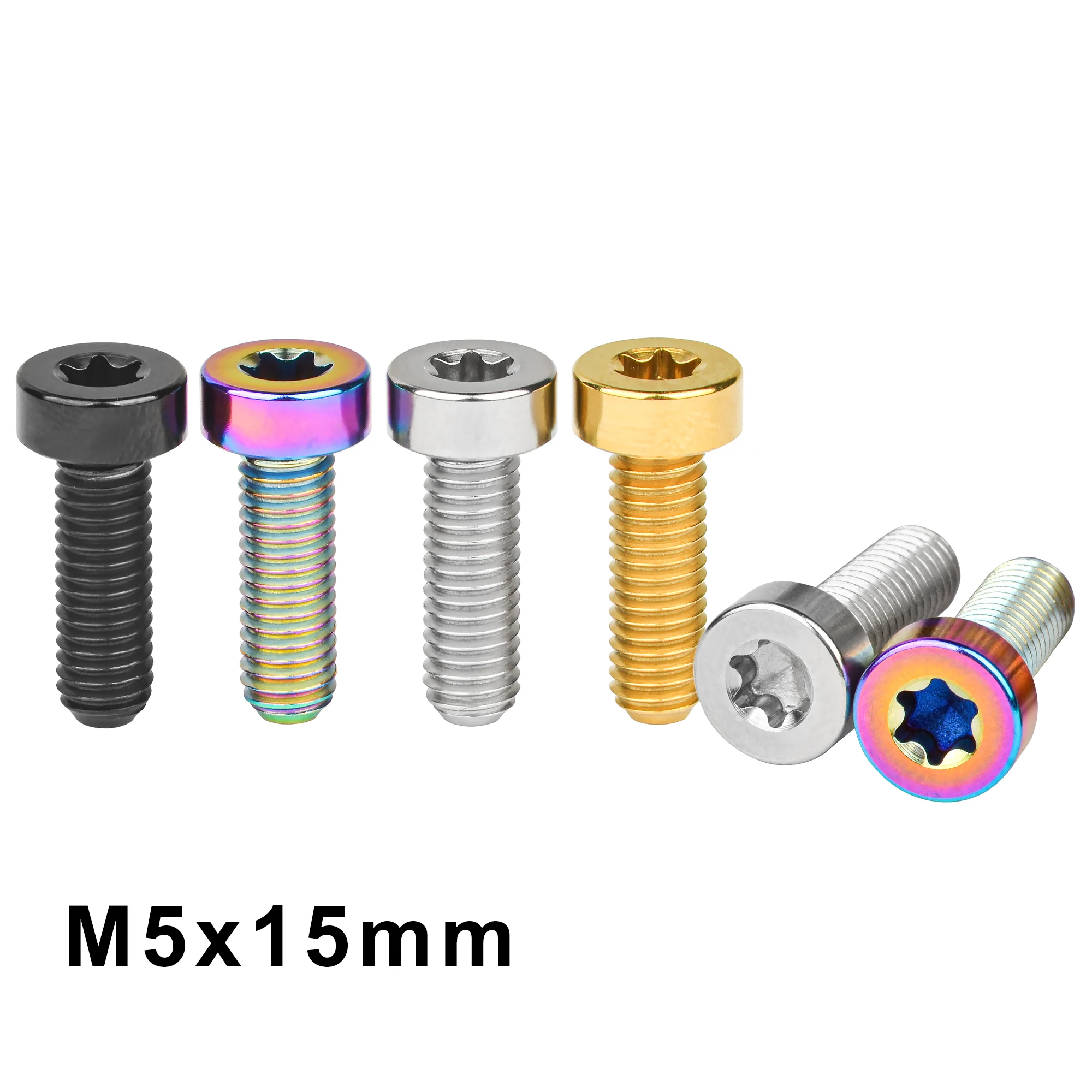 Weiqijie 6pcs Titanium Bolt M5x 15mm Torx Head Screw For Bicycle ...
