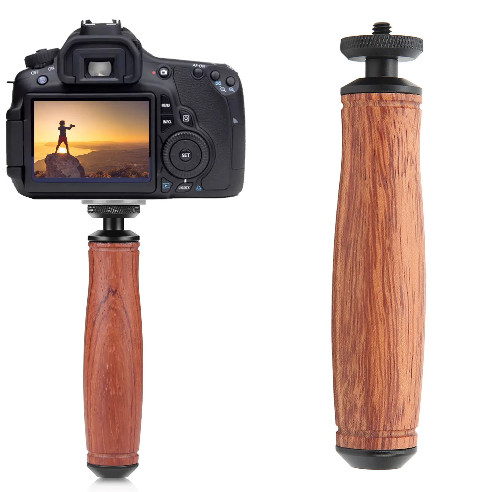 Camera-Handle-Grip-Support-Mount-Handheld-Wooden-Handgrip-with-1-4in ...