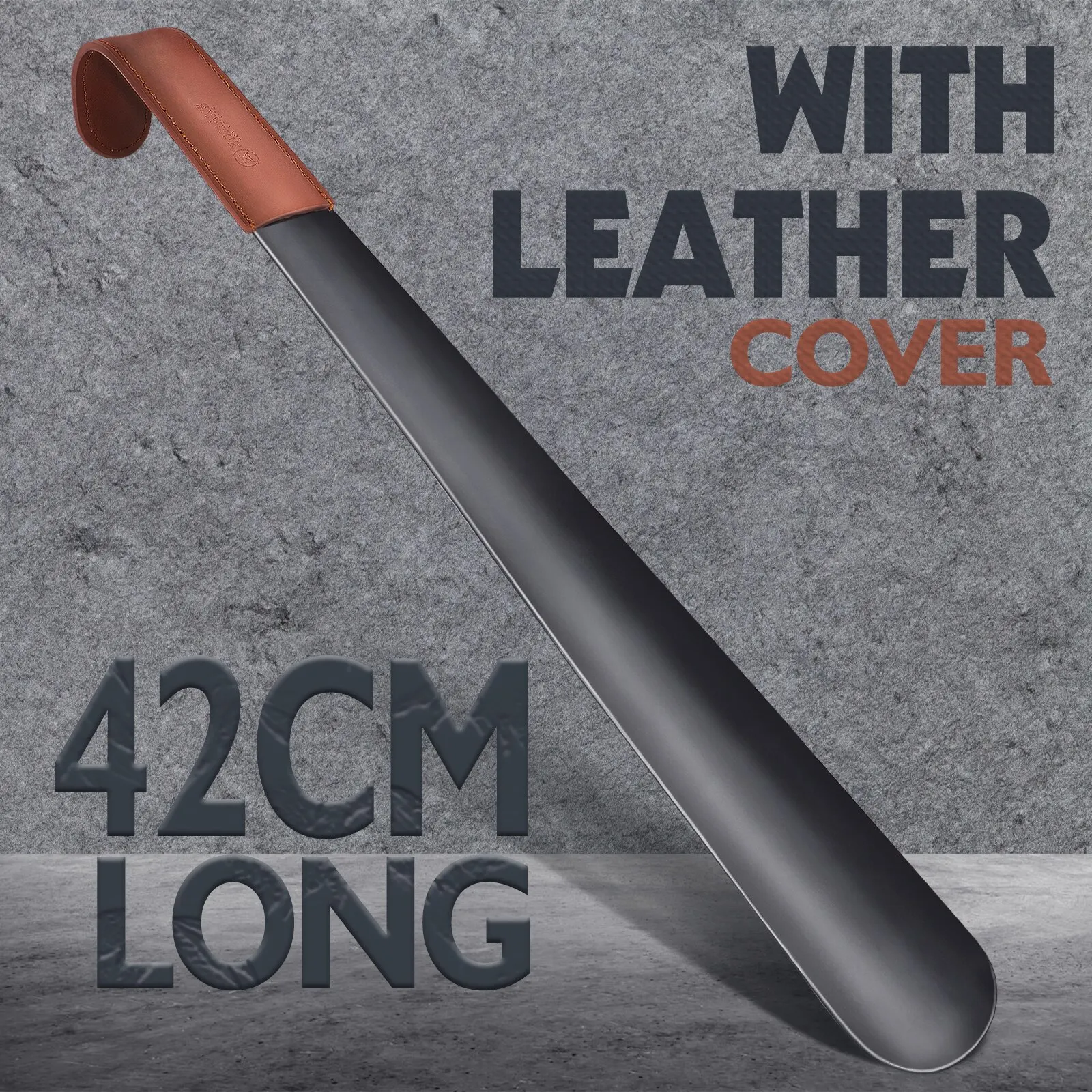 Metal-Shoe-Horn-Lifter-42cm-Long-Handled-Shoe-Horn-with-Leather-Strap ...