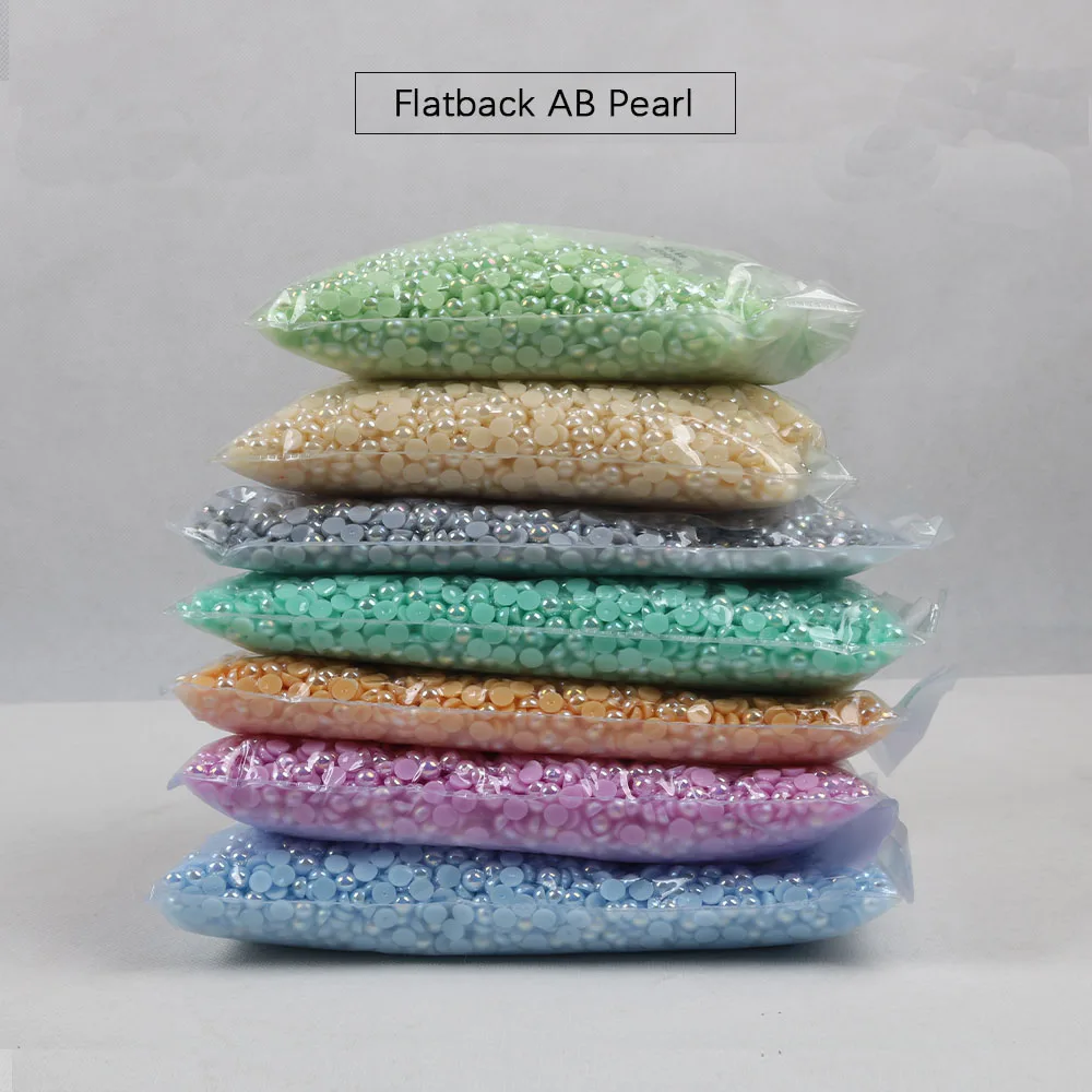 Wholesale Big Pack Flatback AB Pearls Non hotfix Half Pearl beads in ...