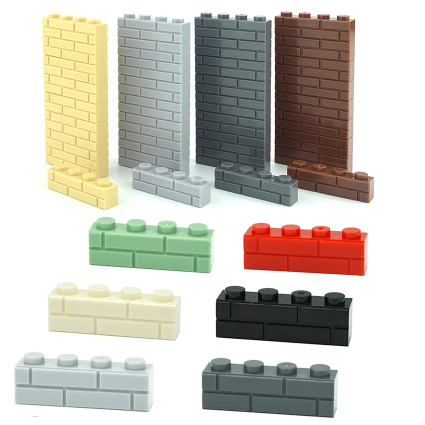 DIY Wall Bricks 1x4 1x3 1x2 Dots Thick Building Block Educational ...