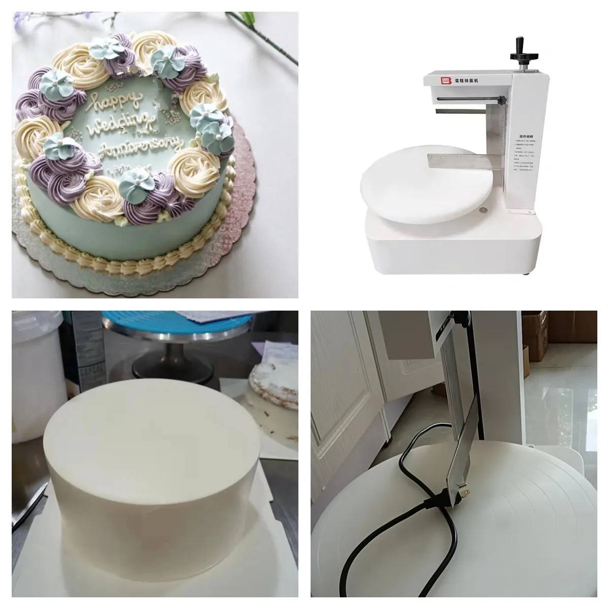 Small Tabletop Automatic Round Birthday Cake Cream Butter Spreading ...