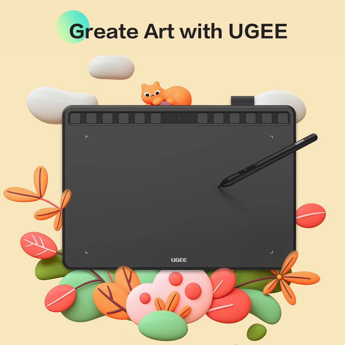 10-Graphics-Drawing-Tablet-UGEE-S1060-Pen-Tablet-Art-Pad-with-12 ...