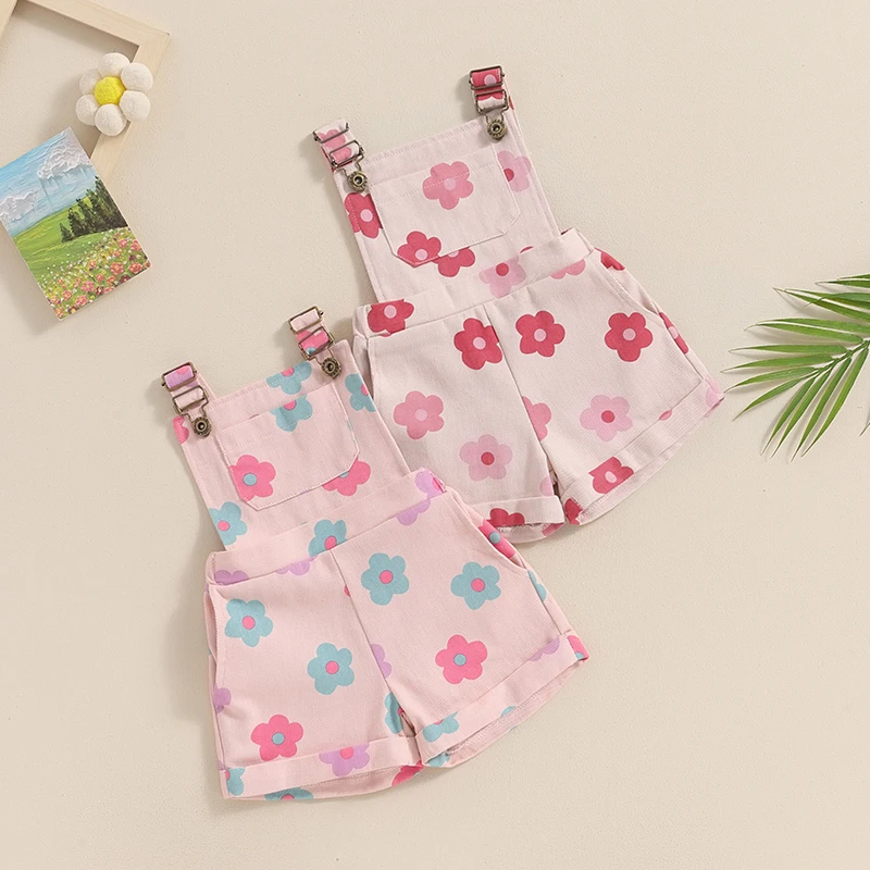 Pudcoco-Little-Girl-Overalls-Shorts-Floral-Print-Pocket-Front ...