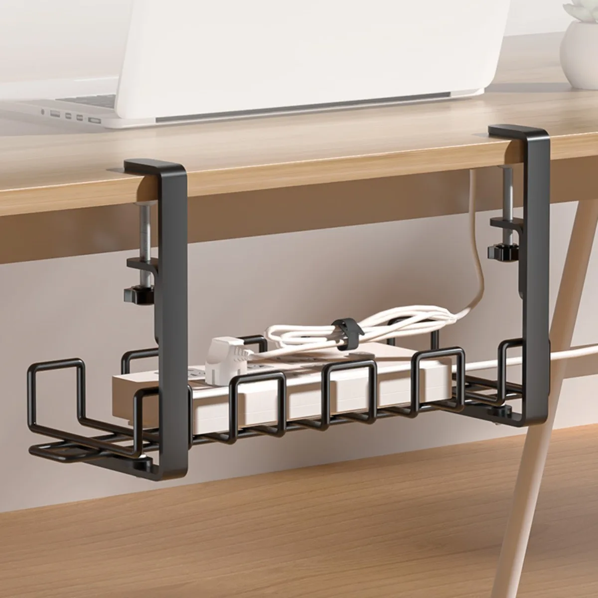 Under-Table-Storage-Rack-Metal-Cable-Management-Tray-Home-Office-Desk ...