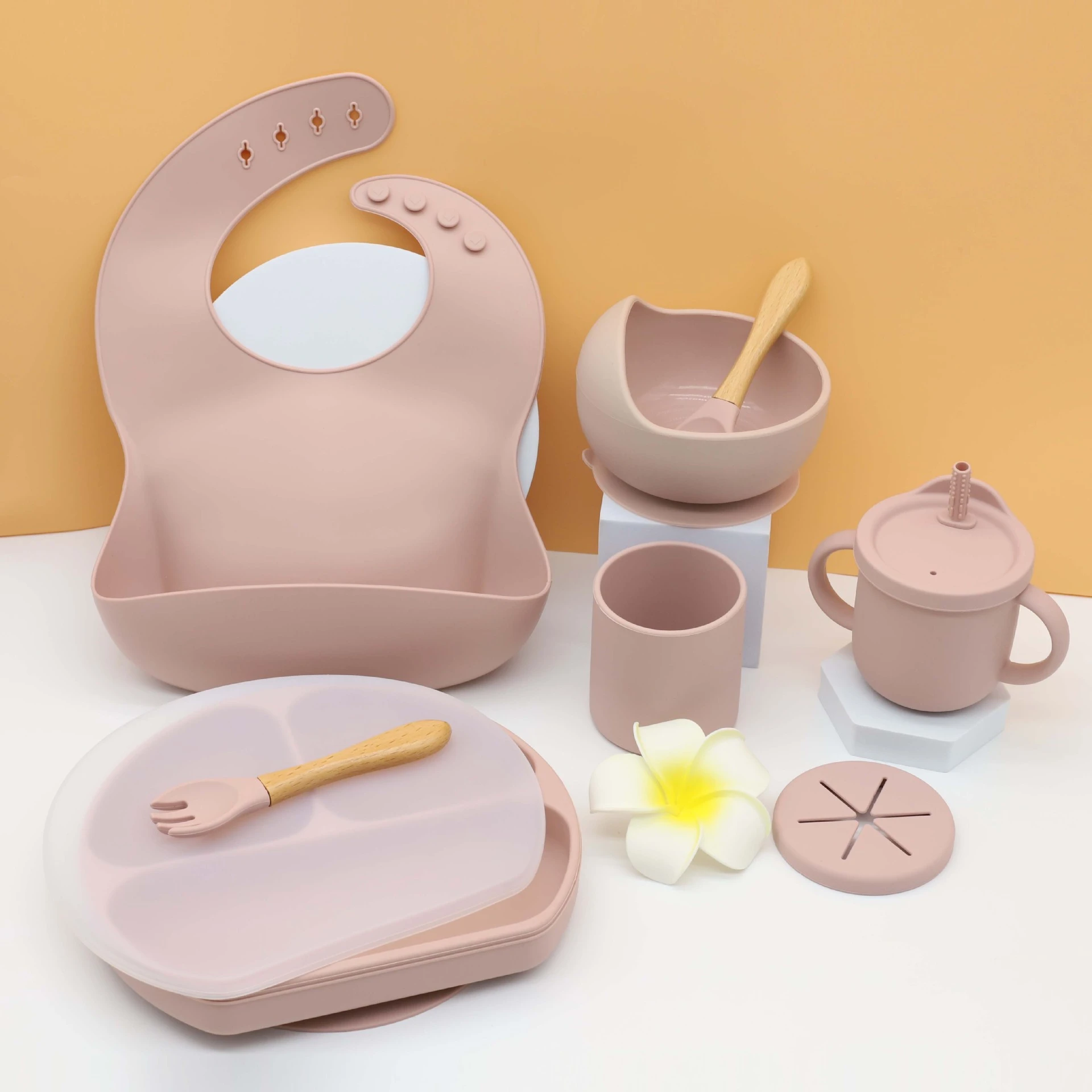 6/7PCS Baby Silicone Feeding Tableware Sets Non slip Sucker Bowl Dining ...