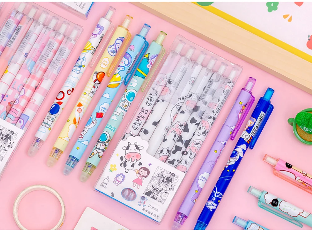 STYLO,Girl--6 Pièces-ensemble Dessin Animé 0.5mm Presse Stylo Gel ...