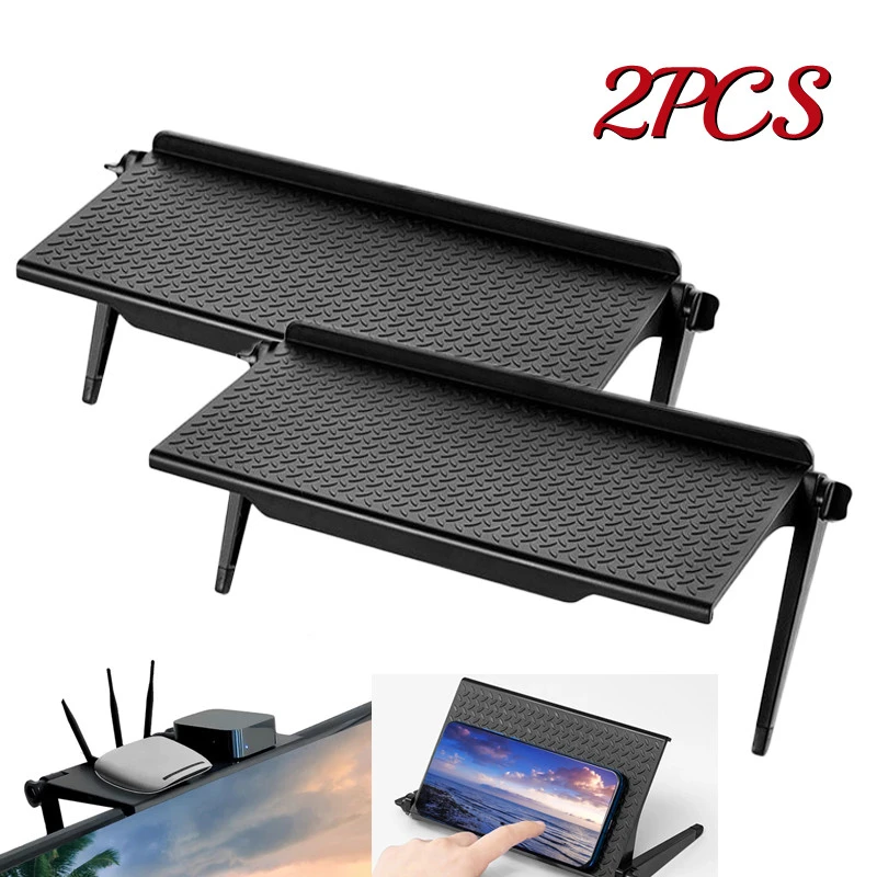 2PCS Rack TV Monitor Organizer Screen Top Storage Shelf Holder ...