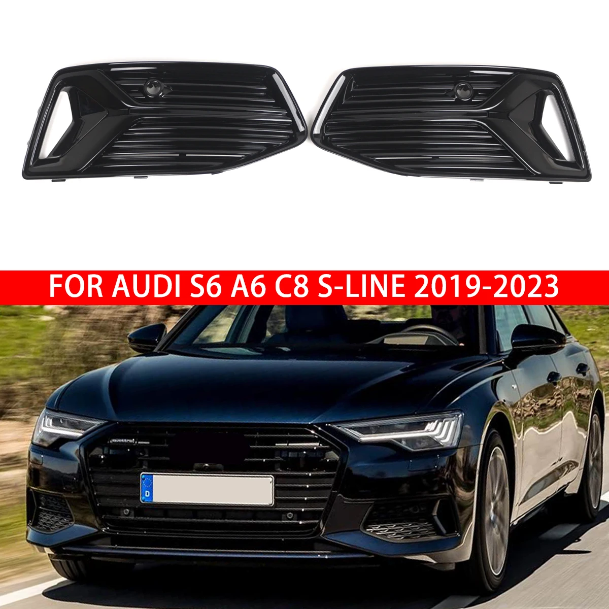 アウディ A6 C8 サデン 2019-2023 4K0807647 4K0807648 4K0807647C用 フロント左右下部バンパー ...