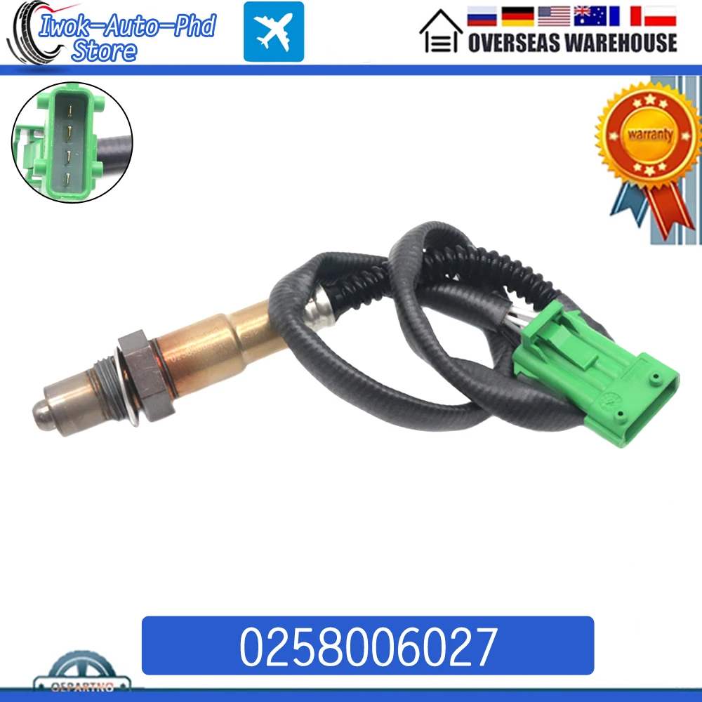 0258006027 Lambda O2 Oxygen Sensor For CITROEN BERLINGO C2 C3 C4 C5 C6 ...