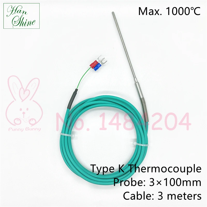 Armoured-Type-K-Thermocouple-3mm-100mm-Flexible-Soft-Probe-with ...