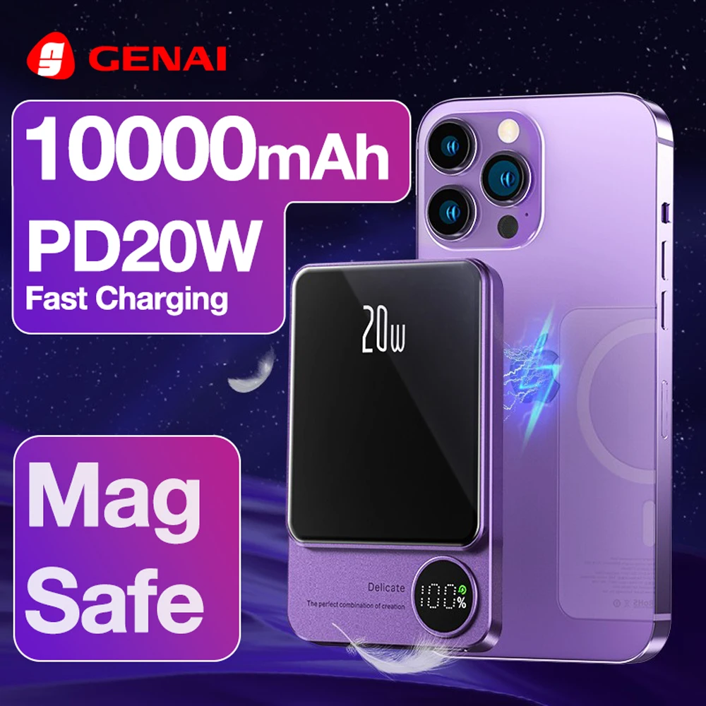 Genai-10000mAh-Magnetic-Power-Bank-15W-Wireless-Charger-PD20W-Fast ...
