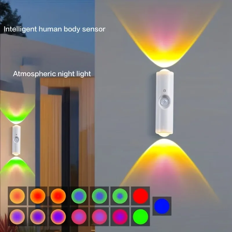 1/2/4 dual head cat eye sensor wall lights USB charging RGB night ...