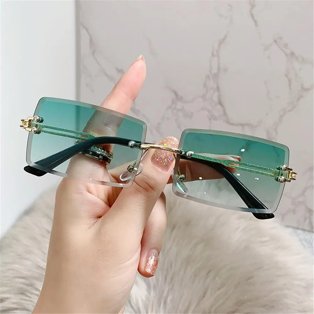 Rimless-Rectangle-Sunglasses-for-Women-Men-Vintage-Shades-Fashion ...