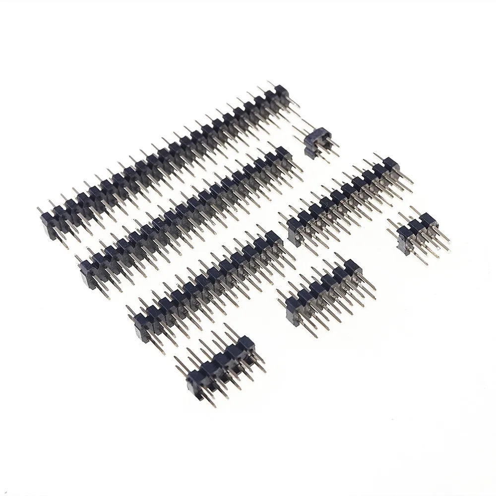 1000pcs 2.54mm 0.100" PCB Header Male Dual Row Pin Header through hole straight 2x2P 4 6 8 10 12 ...