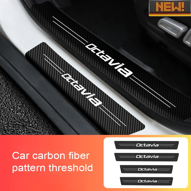 Car Door Threshold Scuff Plate Carbon Fiber Sill Protector Stickers For ...
