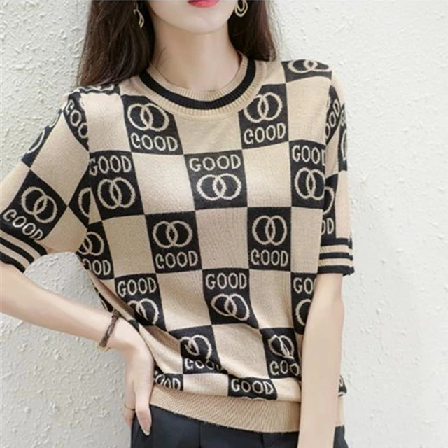 Summer Cashmere Short Sleeve Sweater Knitted Pullover Women Sweaters ...