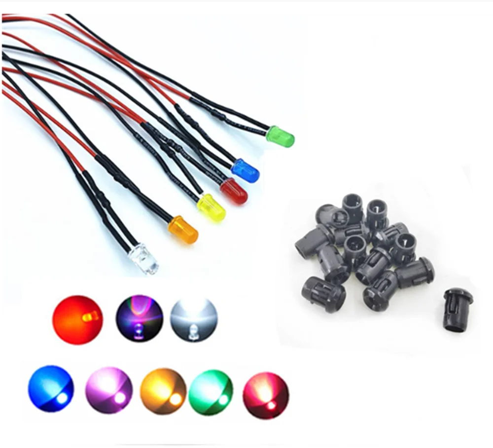 20pcs lot 20cm Pre Wired 3mm 5mm LED Light Lamp Bulb Prewired Emitting ...