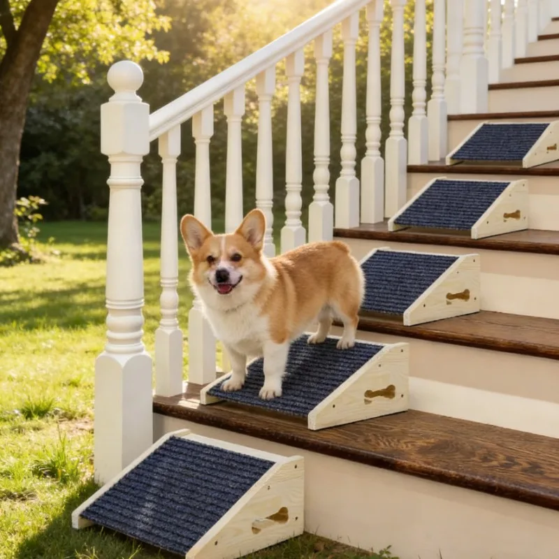 Wooden Pet Ramp Low Angle Design Stair Ladder Assist Climb Tool Stable ...