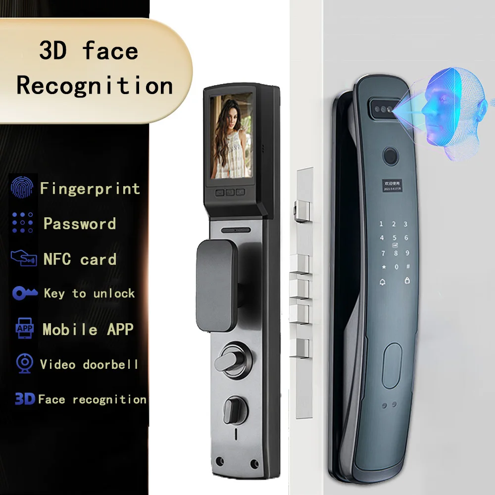 3d Biometric Security Smart Door Lock Face Camera Digital Password ...