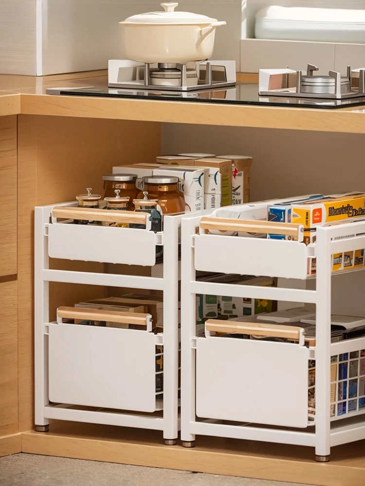 Cabinet-basket-kitchen-sink-seasoning-layered-storage-shelf-cabinet ...