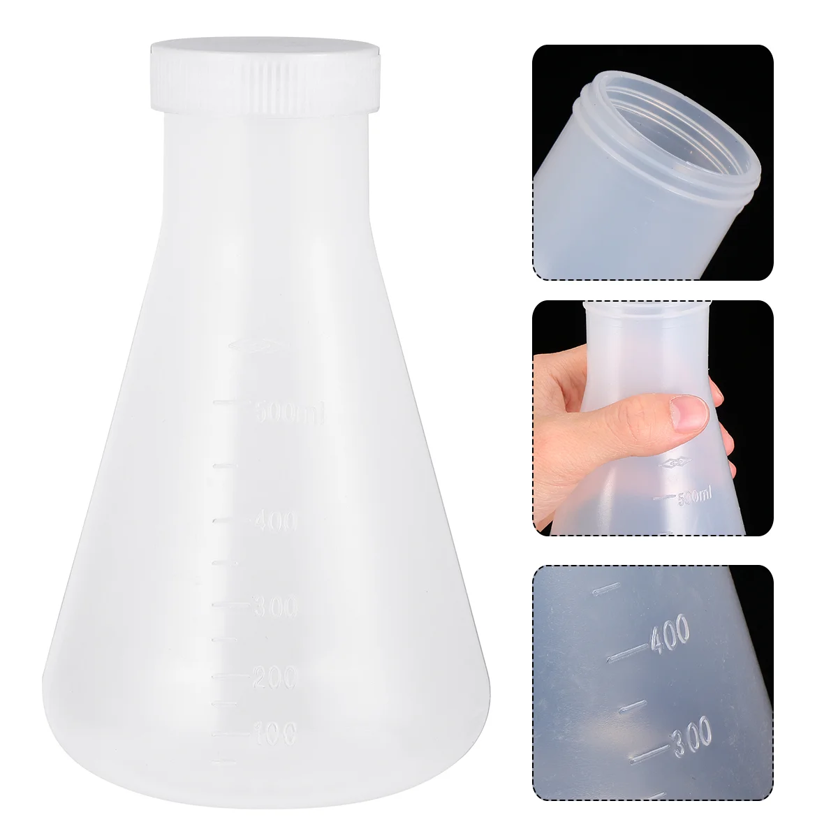 3 Pcs Eco Friendly Food Grade Plastic Flask Conical Lab Experiment ...
