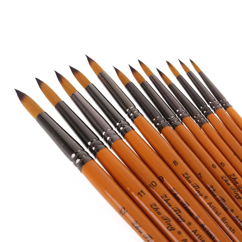12pcs-Professional-Painting-Brushes-Nylon-Hair-Artist-Watercolor ...