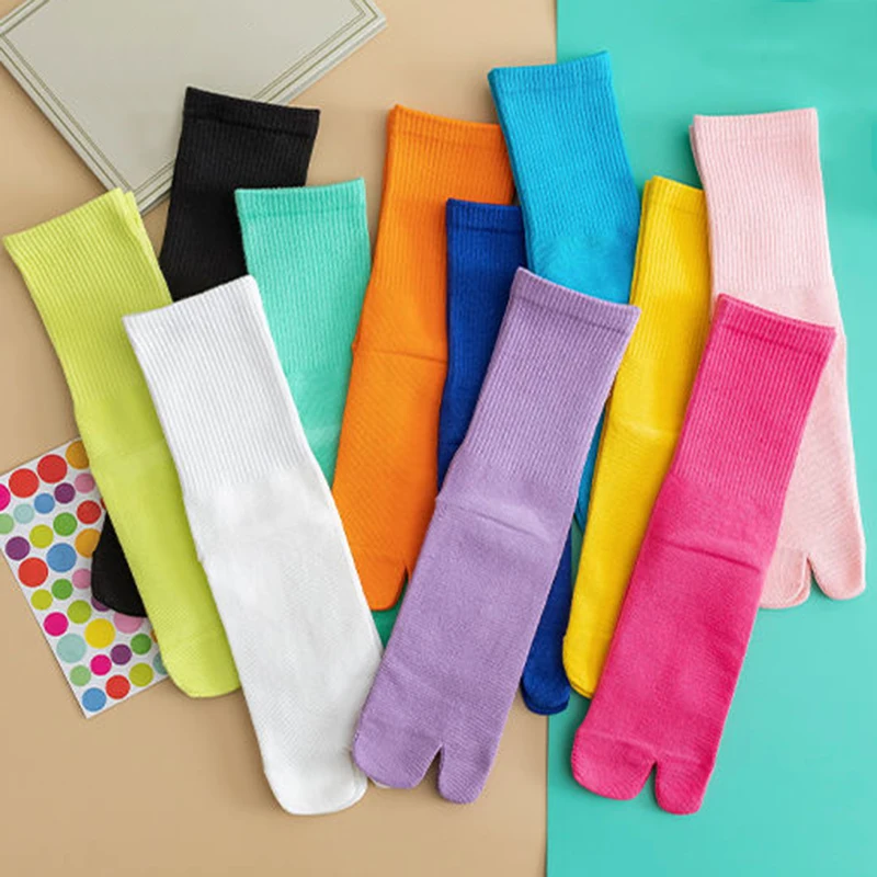 Japanese-Kimono-Flip-Flop-Sandal-Split-Toe-Tabi-Socks-Women-Solid-Color ...