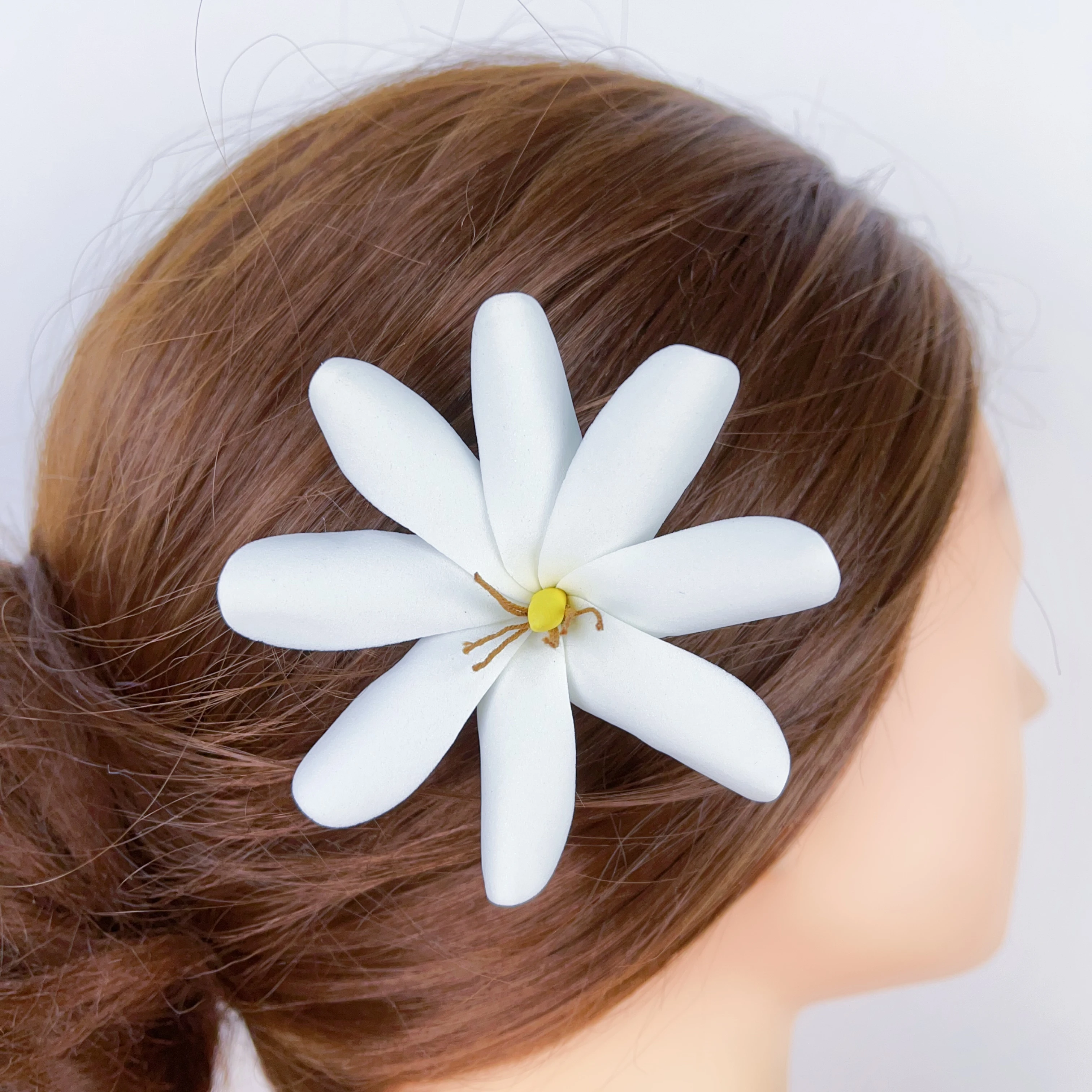 8CM-Foam-Tiare-Flower-Hair-Pick-Ear-Flower-Tahitian-Gardenia-Tropical ...