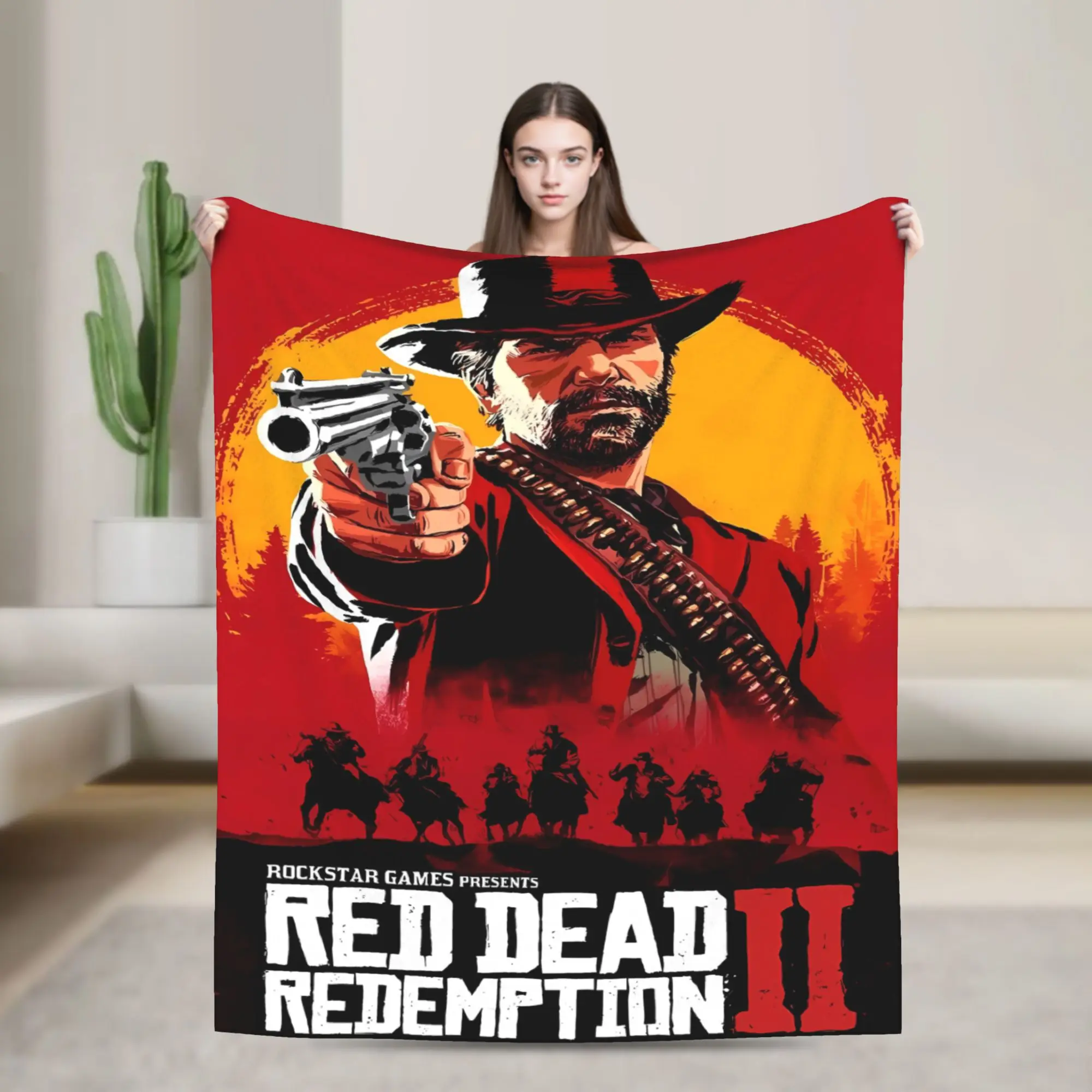 Red Dead Redemption 2 Warm Soft Blanket Students Plush Bedding Throws ...