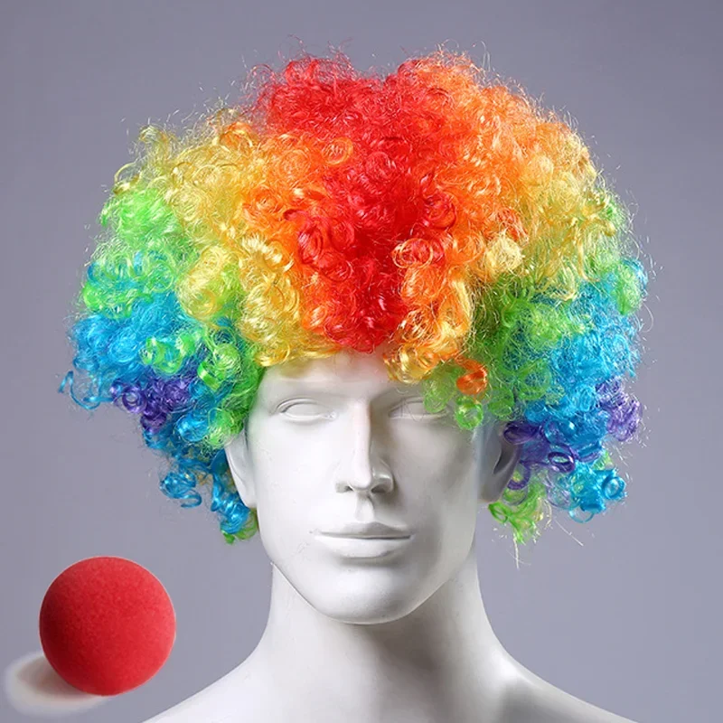 Colorful Synthetic Wig Hair Circus Hat Carnival Party Rainbow Wavy ...