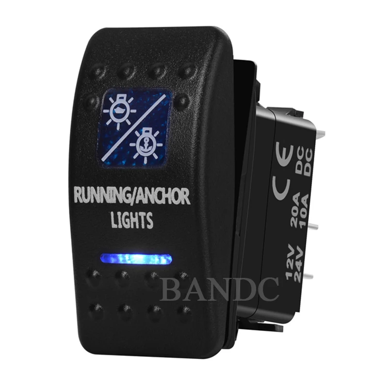 Blue Led Running/Anchor Light Rocker Switch Navigation Light 7 Pin ON ...