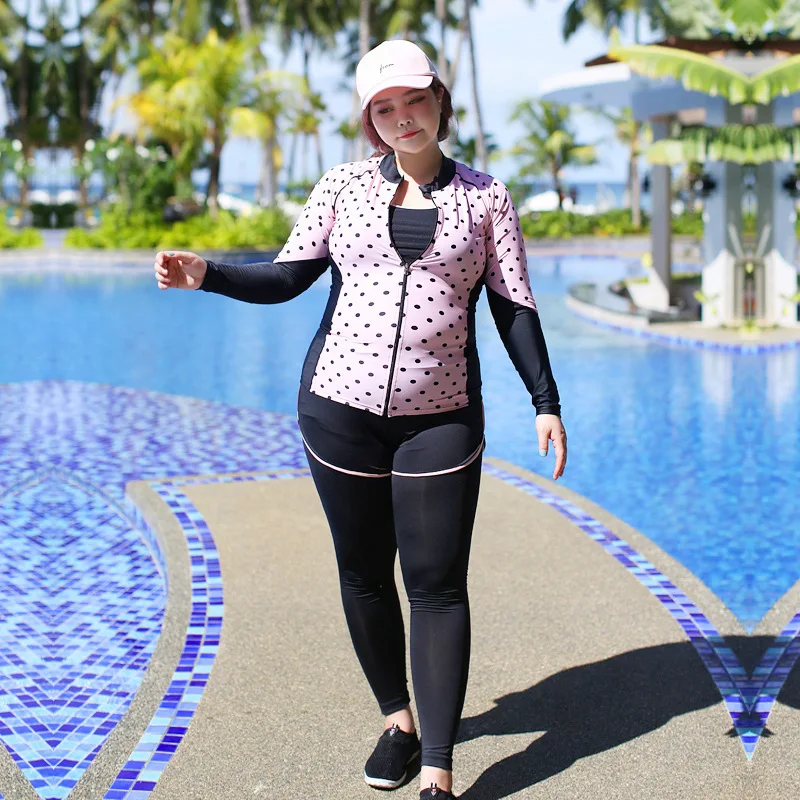 Women-s-5pcs-set-Plus-Size-Long-Sleeve-Rash-Guards-Swim-Shirt-Leggings ...