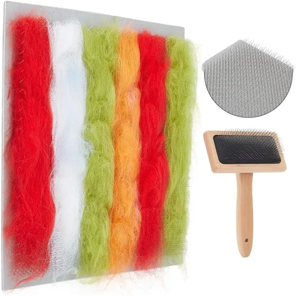 Carding Brush Set 9.9x9.9 Inch Rubber & Gauze Blending Board with Wool ...