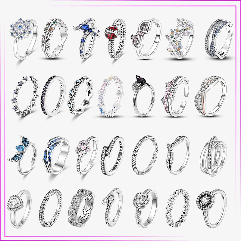 925 Sterling Silver Rings For Women Original Geometrical Crown Flowers ...