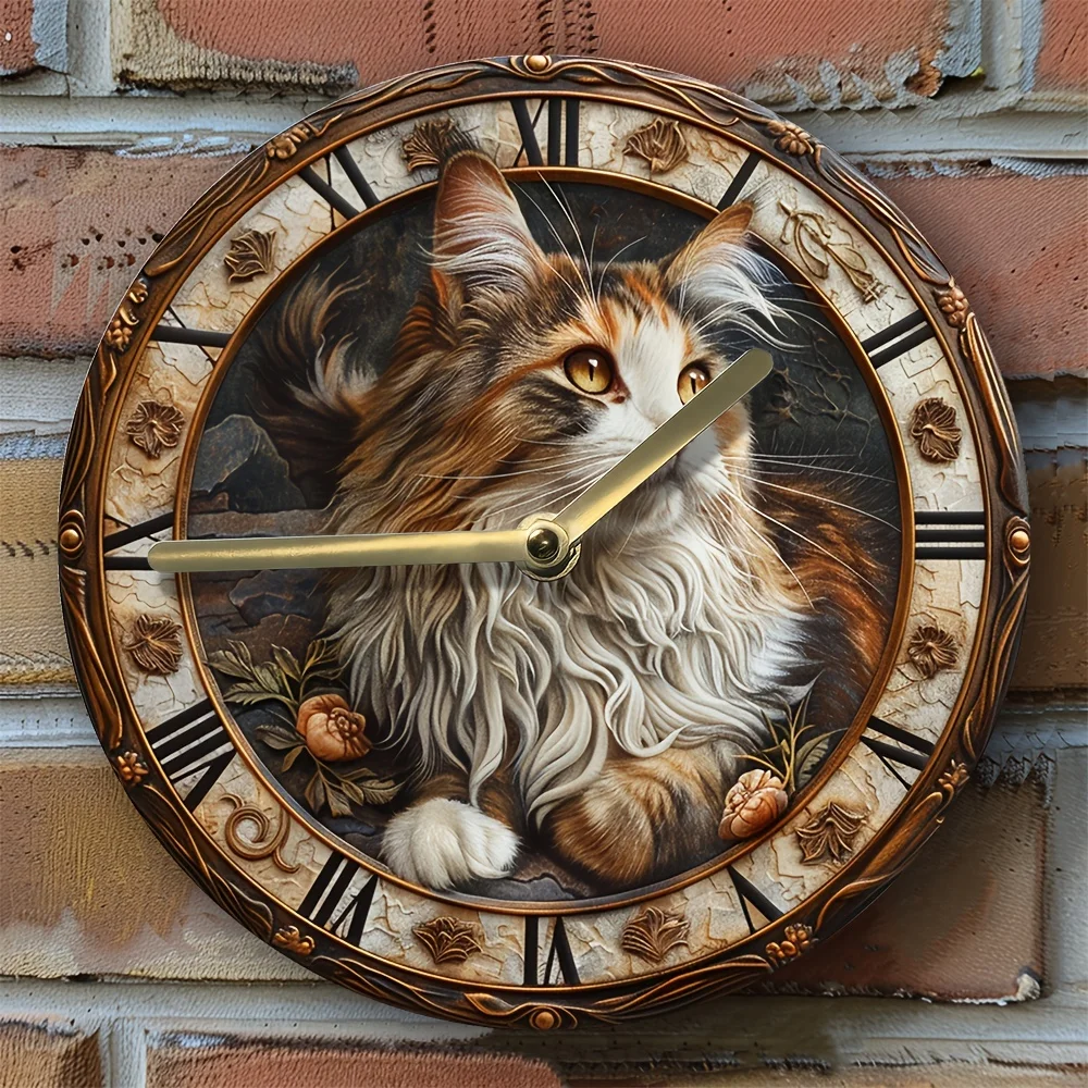 Maine-Coon-Cat-Wall-Clock-Artistic-DIY-Clock-Kit-with-High-Definition ...
