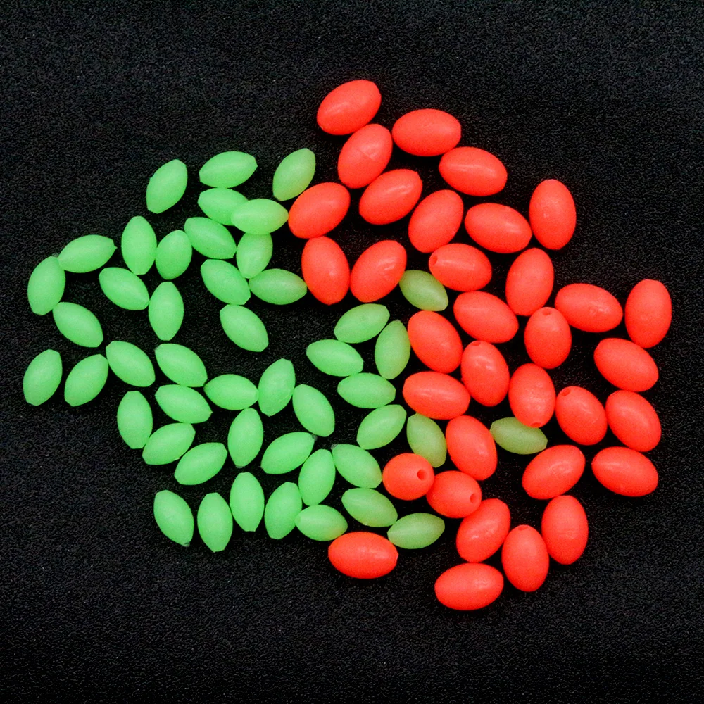 100PCS-Oval-Soft-Rubber-Luminous-Fishing-Beads-Glowing-Sink-Beads-For ...