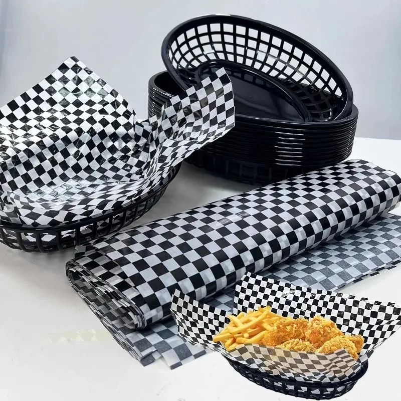 Foodservice Fast Food Baskets 100 Sheets Wax Deli Paper Reusable Oval ...