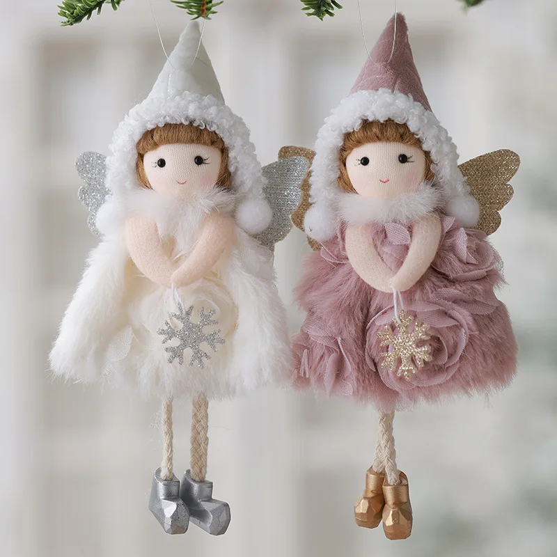 Christmas Plush Knit Hat Take Snow Angel Doll Christmas Tree Pendant ...