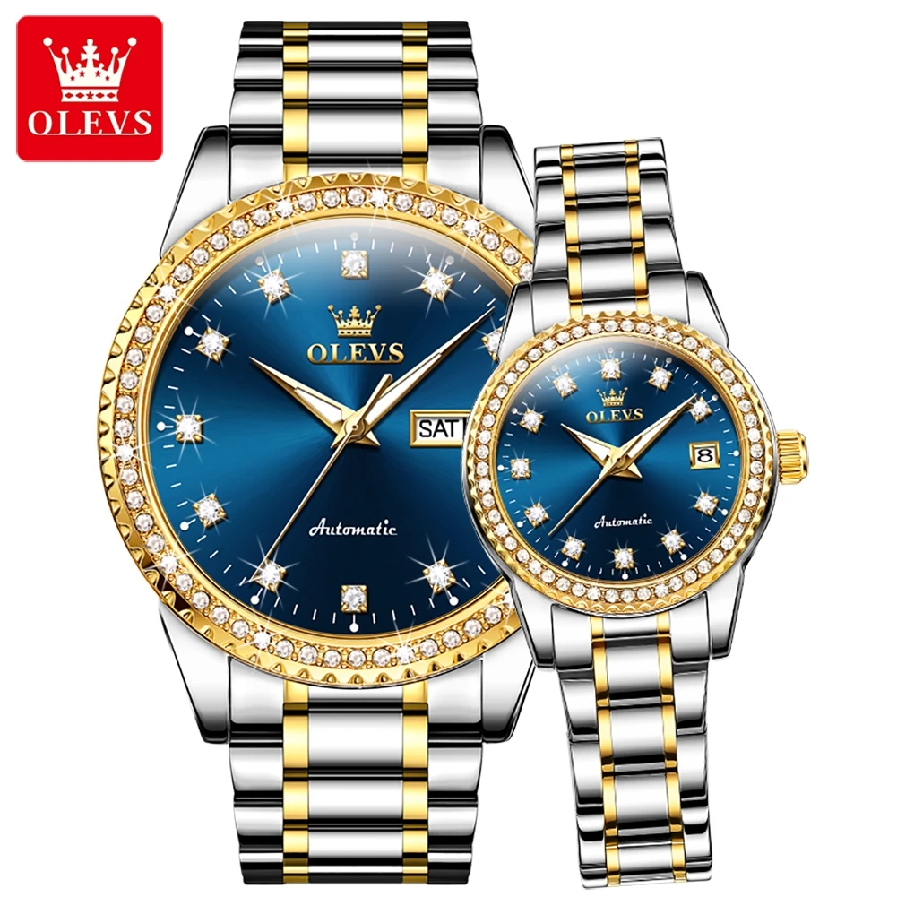 OLEVS-Automatic-Couple-Watch-Set-for-Men-Women-Luxury-Diamond-Dial ...