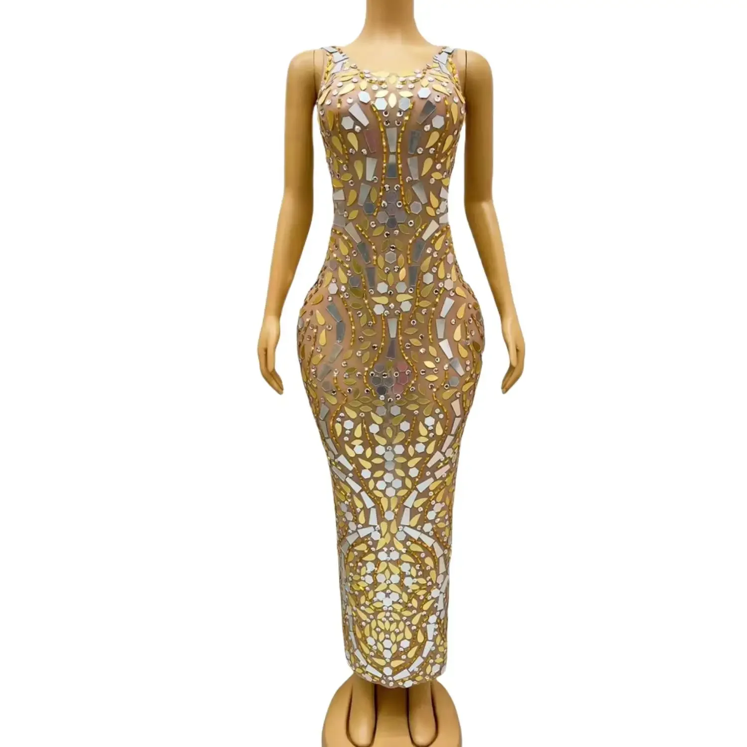 New-Sexy-Mirrors-Sparkly-Slim-Dress-Singer-Model-Catwalk-Banquet-Party ...