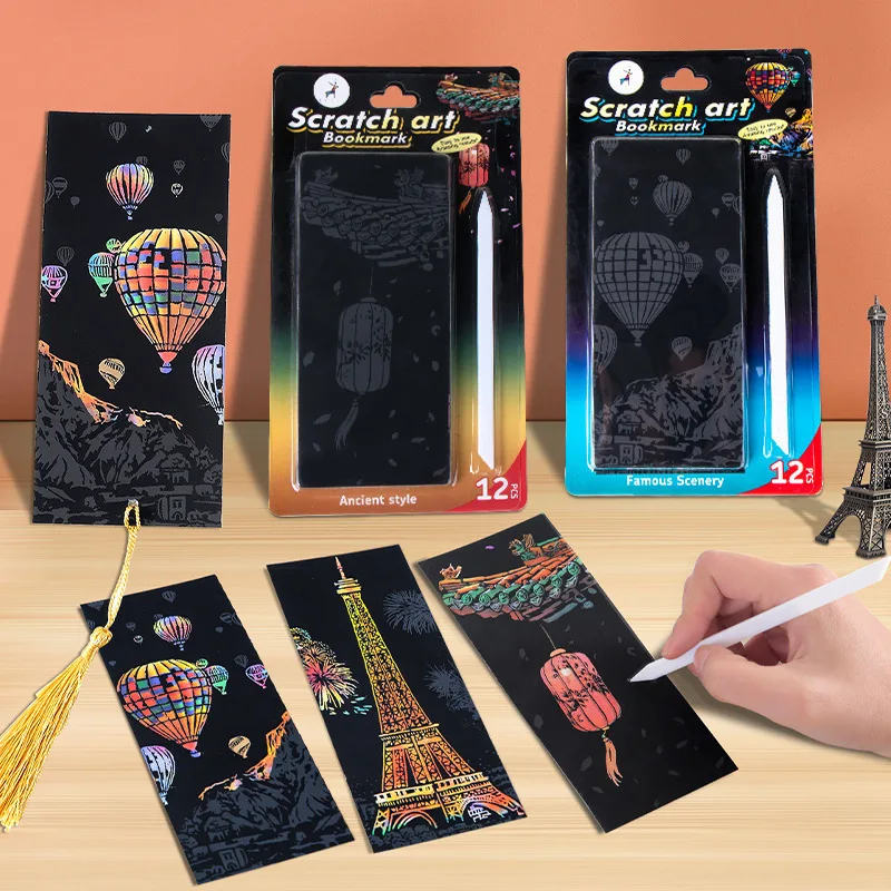 DIY 12PCS Night Scene Famous Scenery Scratch Painting City Landscape ...
