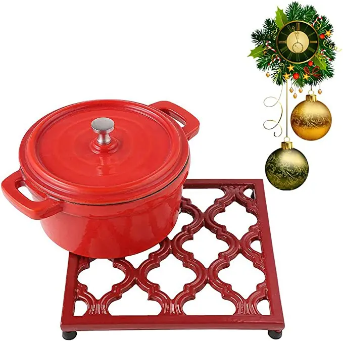 Square-Cast-Iron-Trivet-Cerise-Red-Metal-Trivets-for-Kitchen-Dining-Hot ...