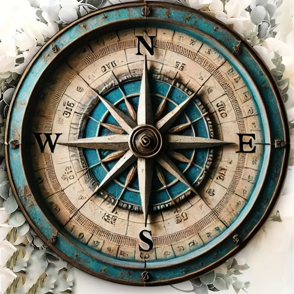 Retro Round Aluminum Wall Art - 20x20cm Flat 2D Metal Circle Decor ...