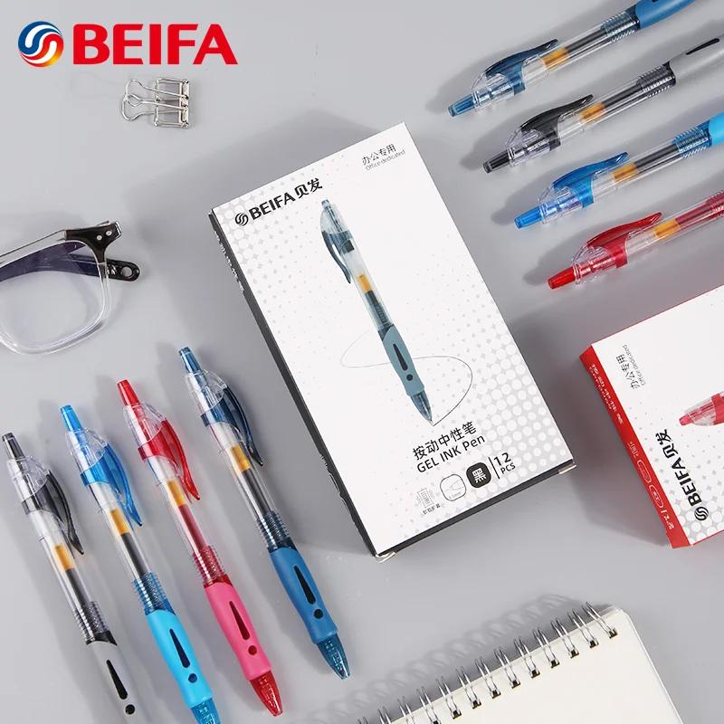 BEIFA 12pcs Classic Retractable Gel Ink Pen Ballpoint Pens Office ...